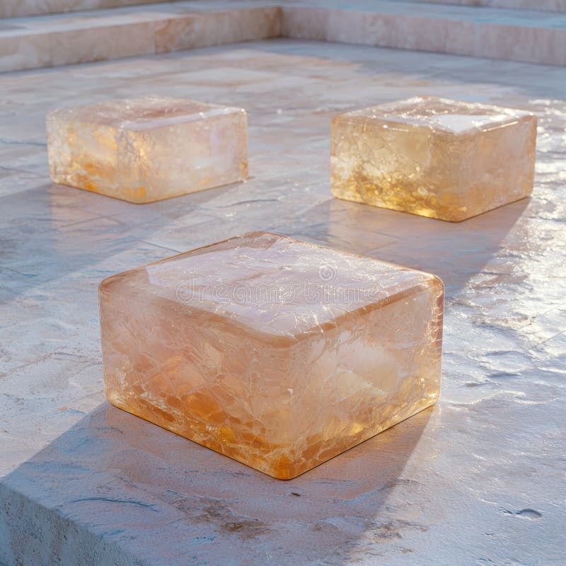 Translucent Amber Quartz Crystals on a Marble Surface Stock ...