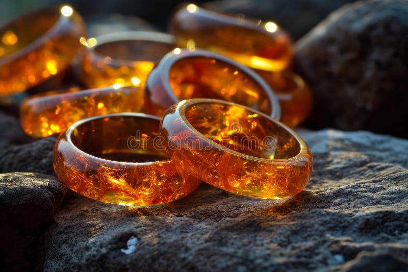 Translucent Amber Rings Glowing. Generate Ai Stock Photo - Image of ...