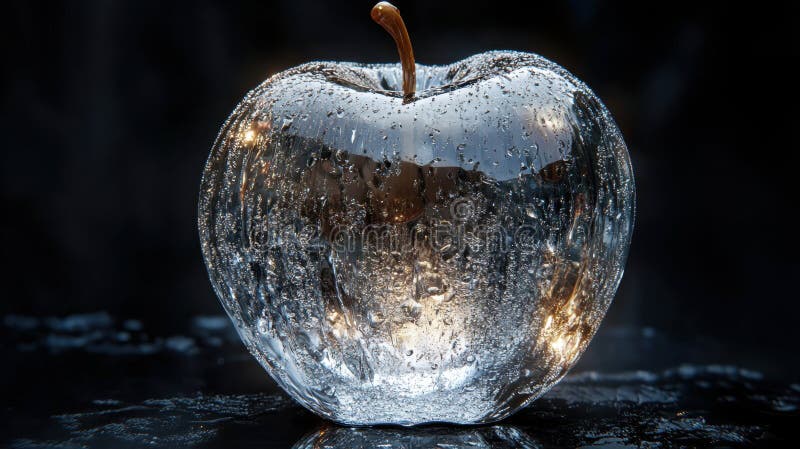 Crystal Clear Apple Submerged in Sparkling Water with Bubbles Captured ...