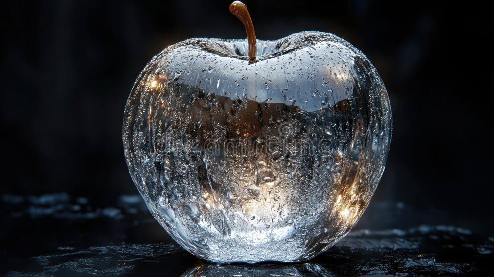 Crystal Clear Apple Submerged in Sparkling Water with Bubbles Captured ...