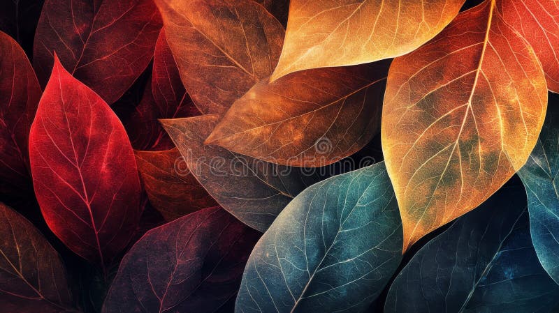Translucent Autumn Leaves Displaying Intricate Veins Stock Illustration ...