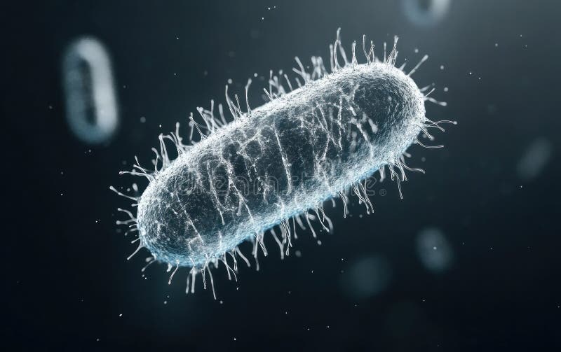 Translucent Bacterium with Filaments in Dark Stock Illustration ...