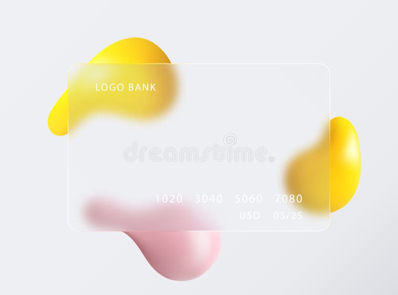 Translucent Bank Card and Abstract Color Shapes. Vector Image in Glass ...