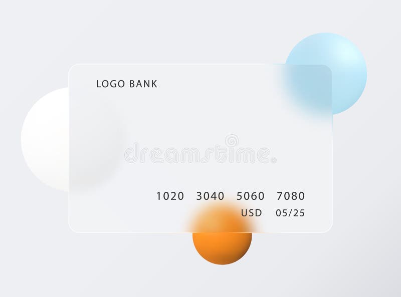Translucent Bank Card and Colored Spheres. Vector Image in Glass ...