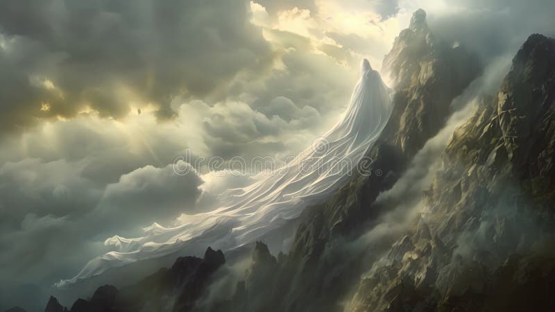 A Translucent Being Floats Above the Highest Point of the Mountain Its ...