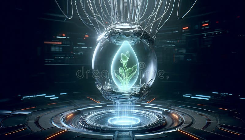 Translucent Biomechanical Pod Encasing Glowing Organic Seed, Suspended ...