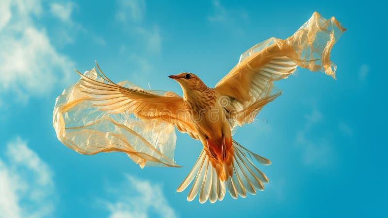 Translucent Bird Sculpture of Plastic Bags in Sky Stock Photo - Image ...
