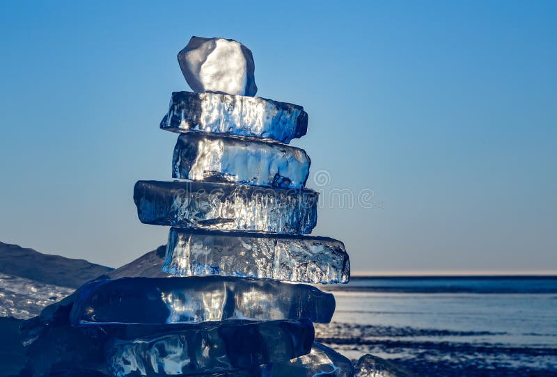 Translucent Blocks of Ice on Each Other Glittering on Sun Stock Photo ...