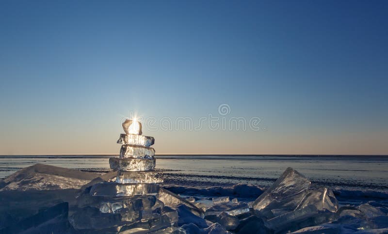 Translucent Blocks of Ice on Each Other Glittering on Sun Stock Photo ...
