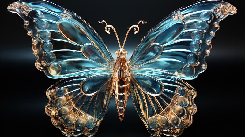 Translucent Blue Butterfly Effect on Blurry Background Stock ...