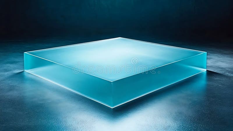 A Translucent Blue Cube Rests on a Dark Surface Stock Photo - Image of ...