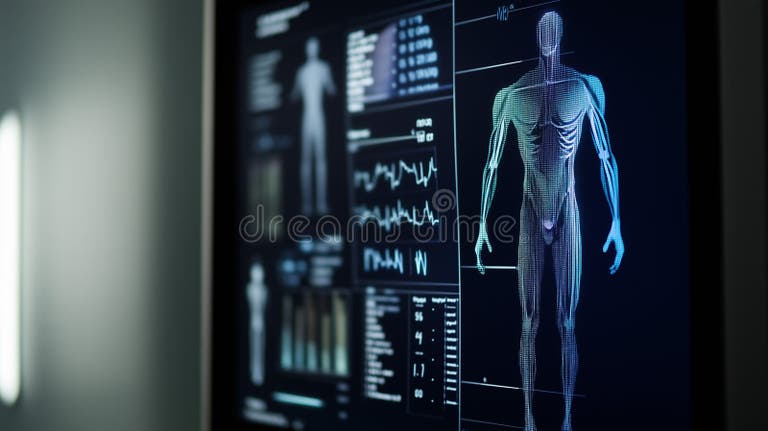 Translucent Blue 3D Body Model with Medical Data Analytics on Modern ...
