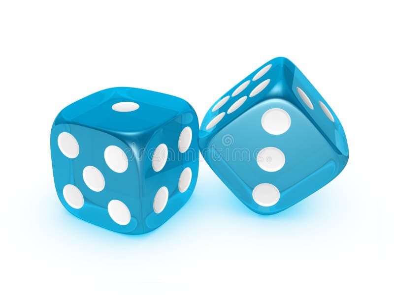 Translucent Blue Dice On White Background Stock Illustration - Image ...