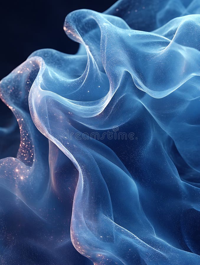 Translucent Blue Fabric-like Material with Swirling, Flowing Structures ...