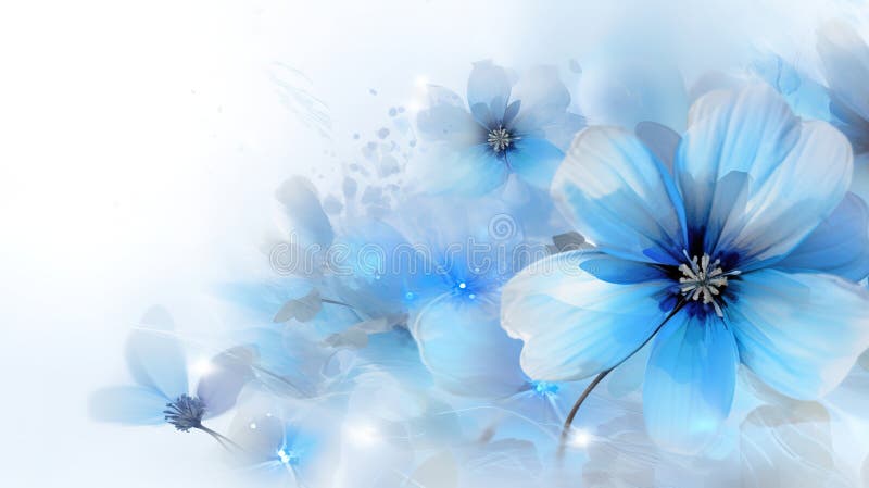 Translucent Blue Flowers on a Light Background Stock Illustration ...