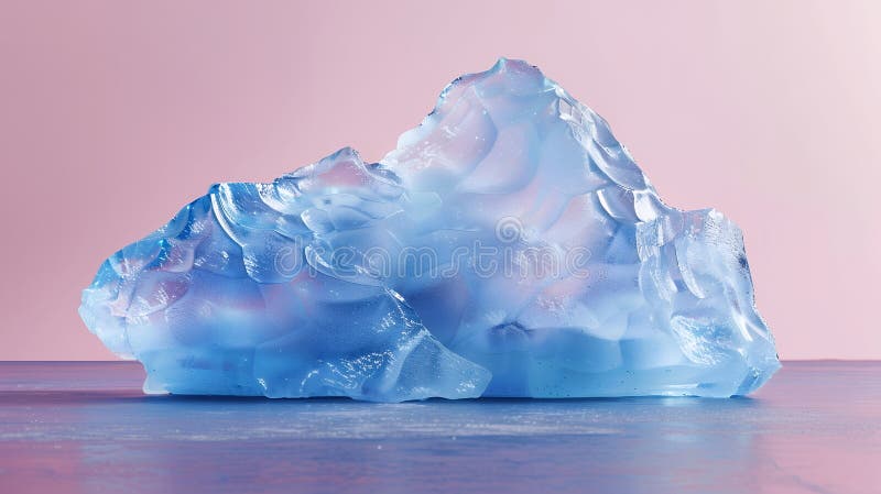 Translucent Blue Formation with Textured Surface Against a Pastel ...