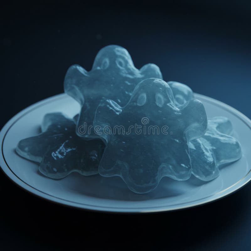 Translucent Blue Ghost Candy on Plate Stock Illustration - Illustration ...