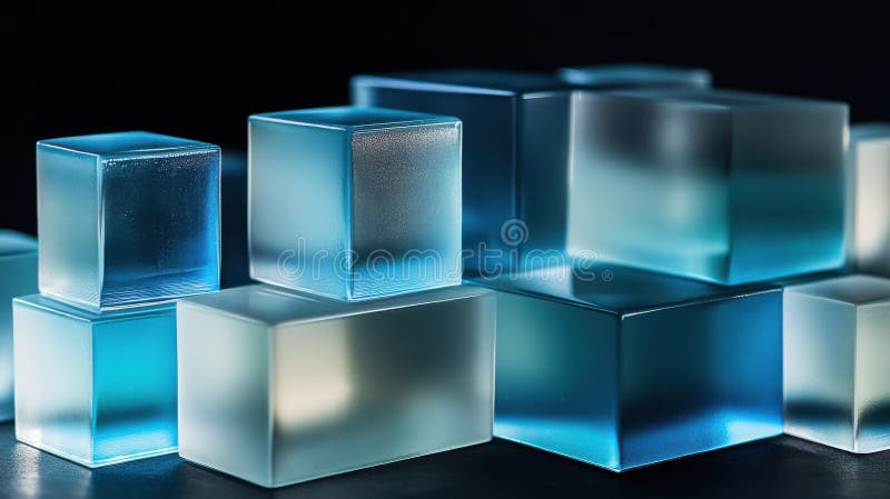 Translucent Blue Glass Blocks Abstract Light and Geometry Conceptual ...