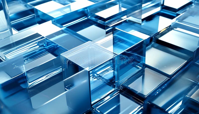 Translucent Blue Glass Blocks Creating a Mesmerizing Geometric Pattern ...
