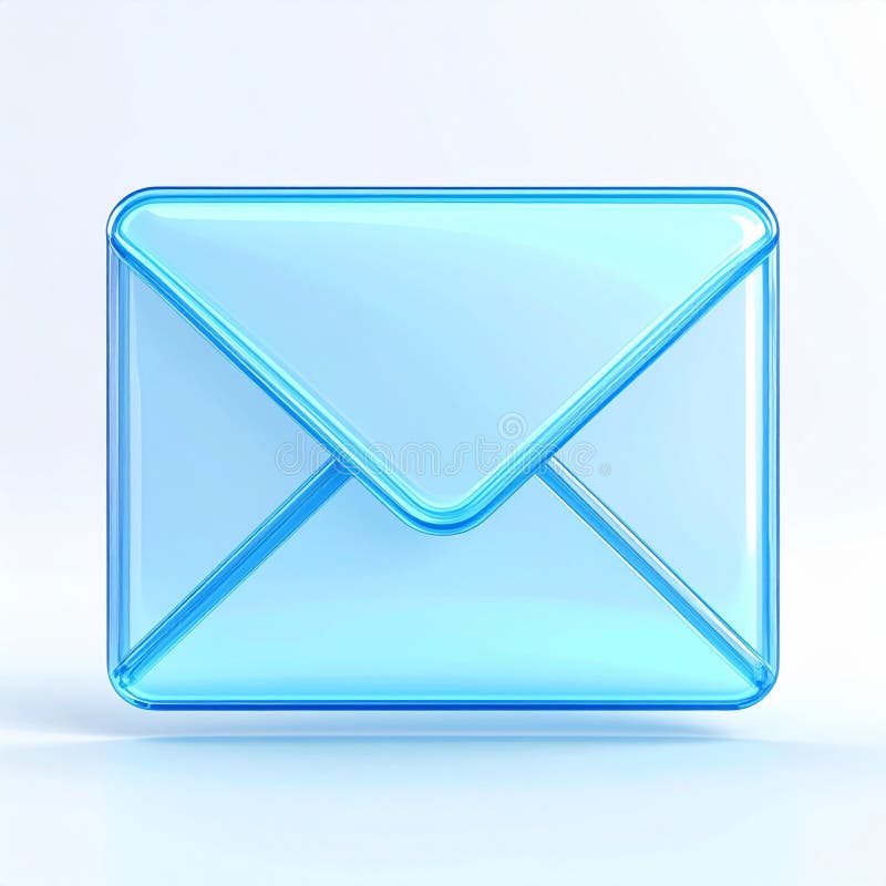 Translucent Blue Glass Envelope Icon 3D Render Stock Illustration ...