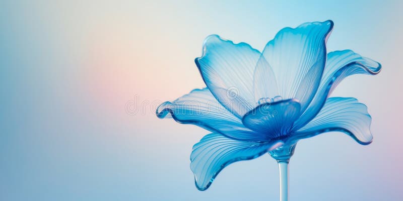Translucent Blue Glass Flower Design in Gradient Color on Light Blue ...