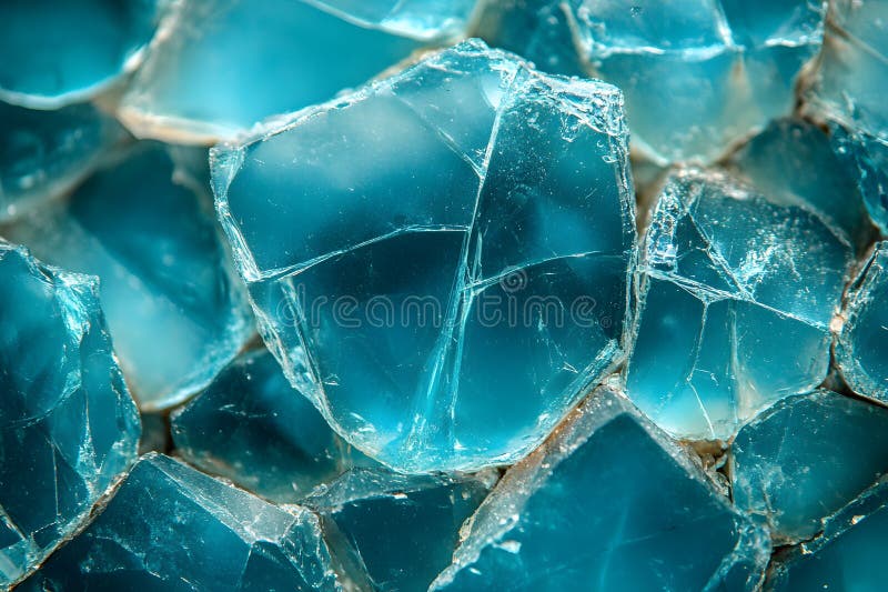 Abstract Composition of Translucent Blue Glass Fragments for Artistic ...