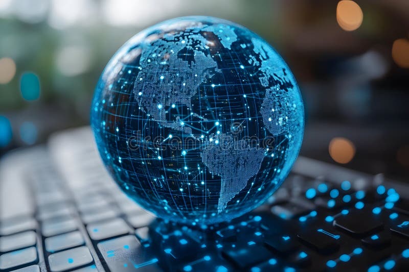 Digital Transformation Concept with Globe and Keyboard for Technology ...