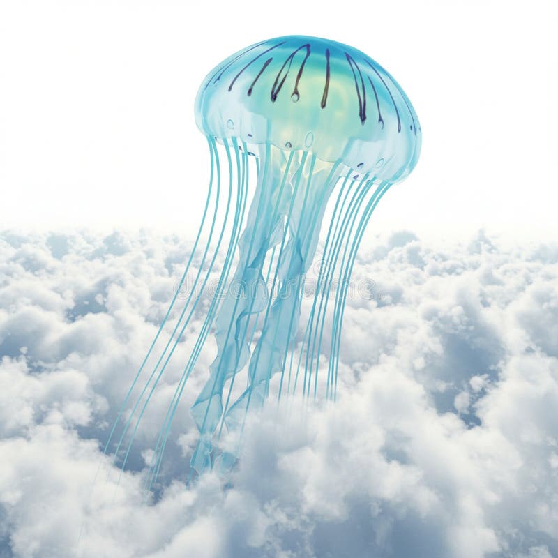 A Translucent, Blue Jellyfish-like Creature Floats Serenely Above a ...