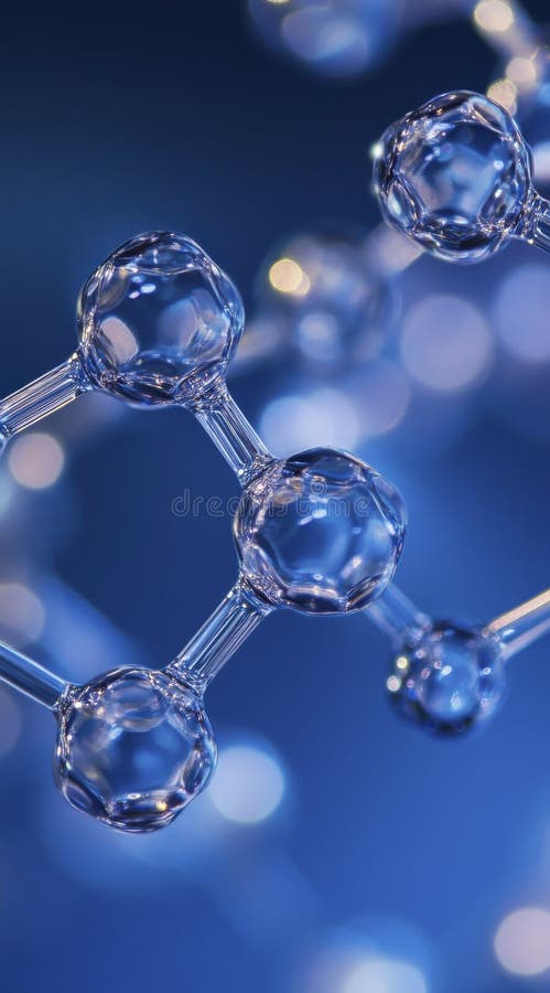 Translucent Blue Molecular Structure with Crystalline Nodes Stock ...