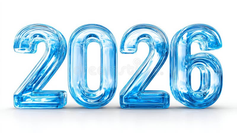 Translucent Blue Numbers Representing the Year 2026 in a Modern ...