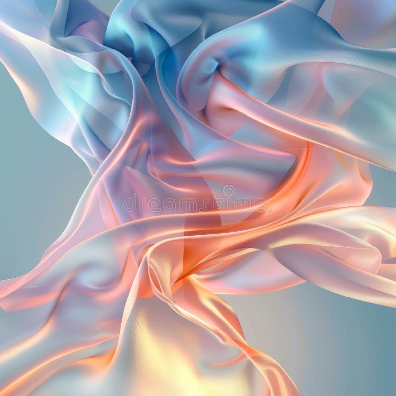 Translucent Blue and Peach Silk Fabric Simulation with a Delicate ...