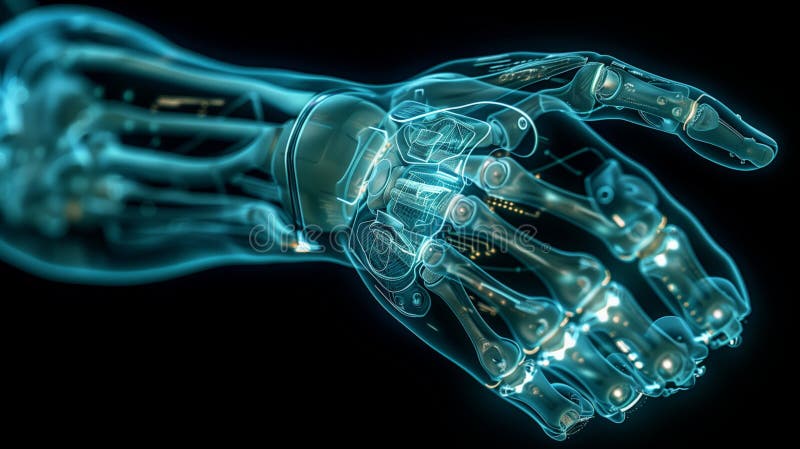 Advanced Robotic Hand Technology Displayed Against Black Background ...