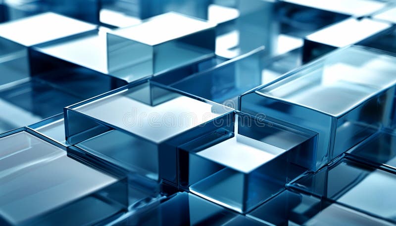 Translucent Blue Shapes Form an Abstract Geometric Pattern in Modern ...