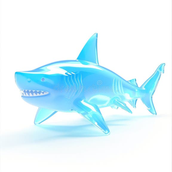 Transparent Glass Shark, Aquatic Animal 3D Render Stock Illustration ...