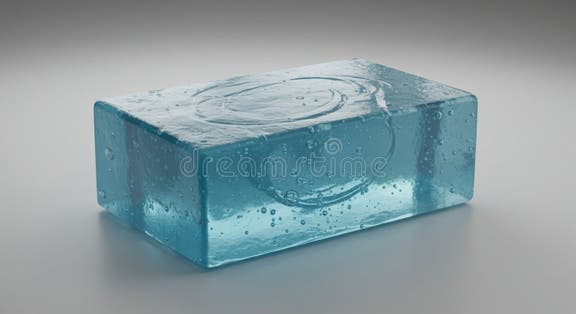 Translucent Blue Soap Bar, Rectangular in Shape, Placed on a Neutral ...