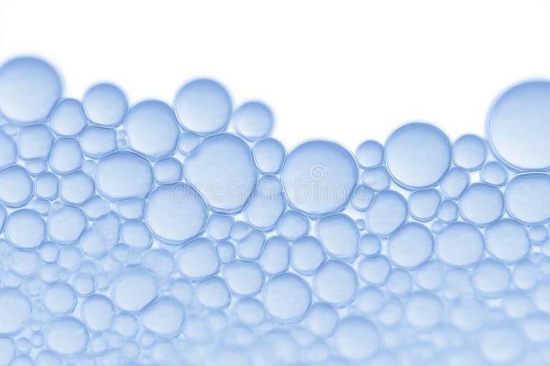 Close-up of Translucent Blue Soap Bubbles on a White Background ...