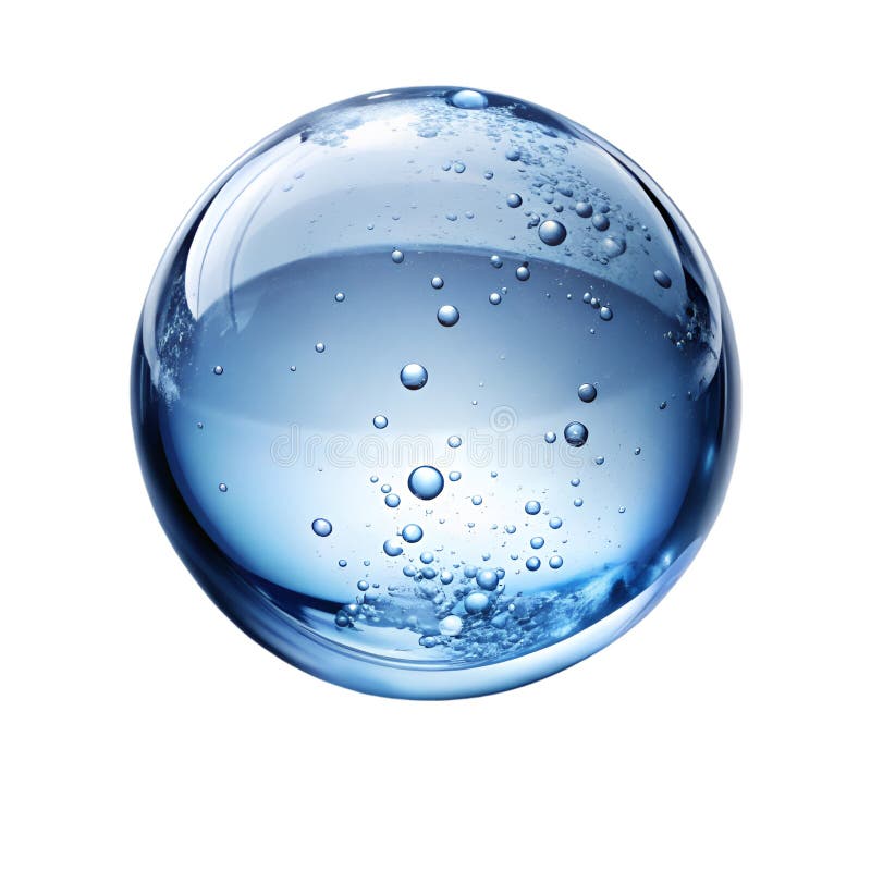 Translucent Blue Sphere with Bubbles Floating Inside Depicting ...