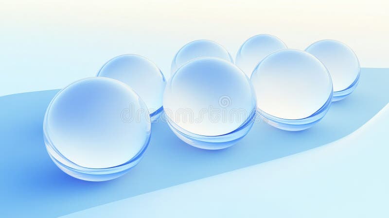 Translucent Blue Spheres on a Smooth Surface in Minimalist Abstract ...