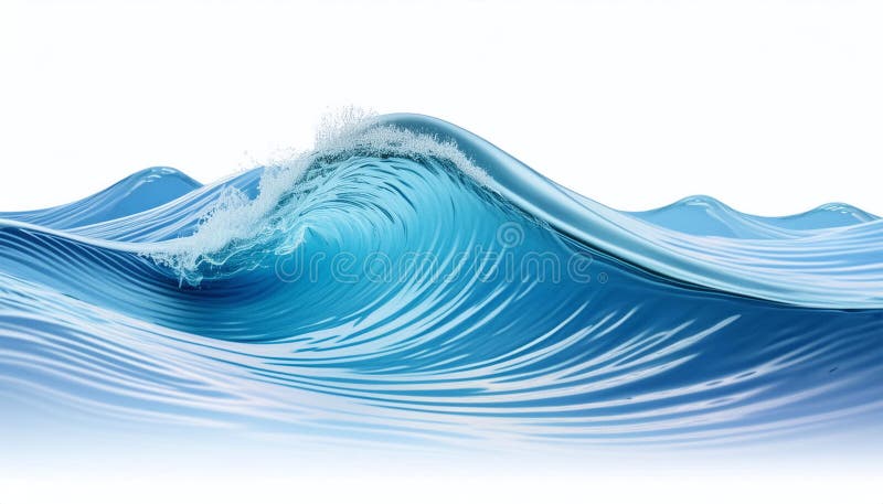 Translucent Blue Wave Cresting on a White Background Stock Illustration ...