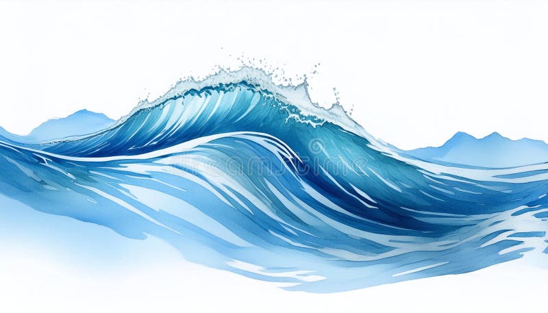 Translucent Blue Wave Cresting on a White Background Stock Illustration ...