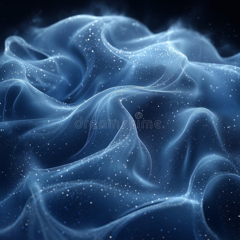 Translucent Blue Waves Adorned with Sparkling Light Against a Dark ...