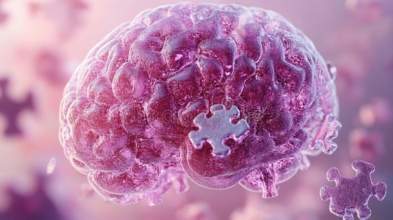 Translucent Brain Model with Missing Puzzle Piece Stock Illustration ...