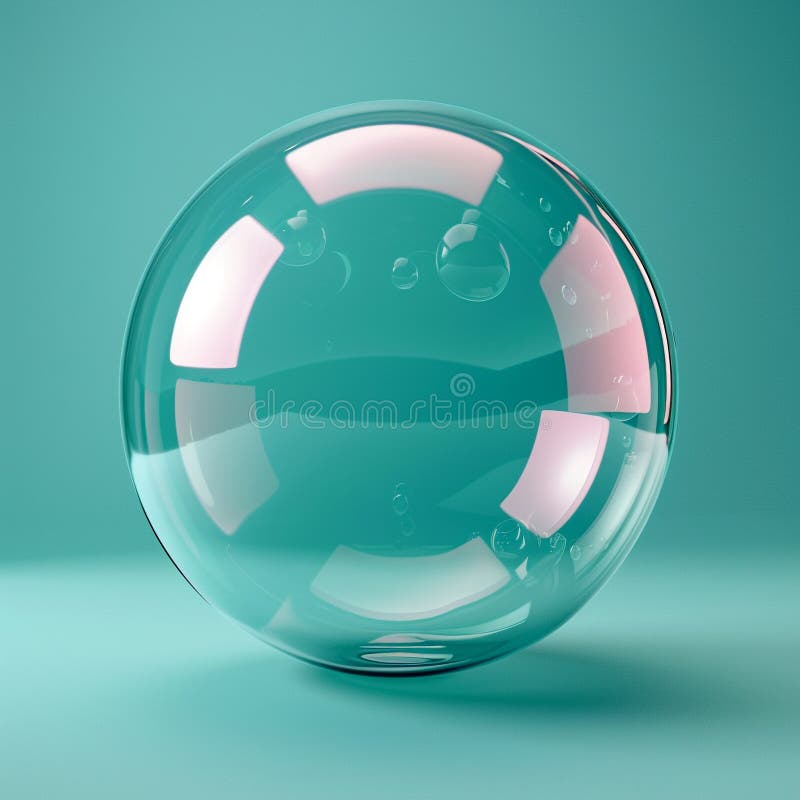 Translucent Bubble Floating Gracefully in Serene Turquoise Backdrop ...