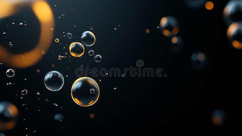 Translucent Bubbles Drift Gracefully in a Dark Space, Illuminated by ...