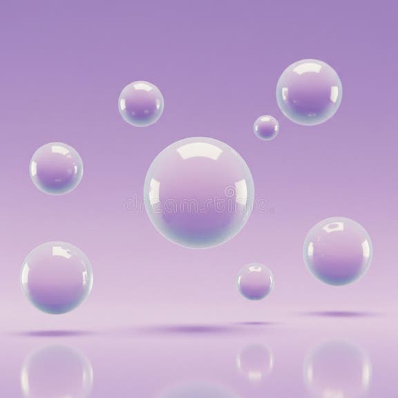 Translucent Bubbles Float Against a Soft Purple Gradient Background ...