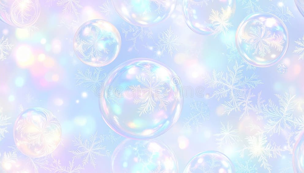 Translucent Bubbles with Iridescent Surfaces Float Against a Pastel ...