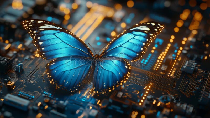 A Translucent Butterfly Formed by Sparkling Digital Flows in an ...