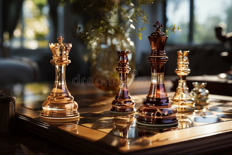 Translucent Chess Pieces on a Chessboard Stock Photo - Image of pieces ...