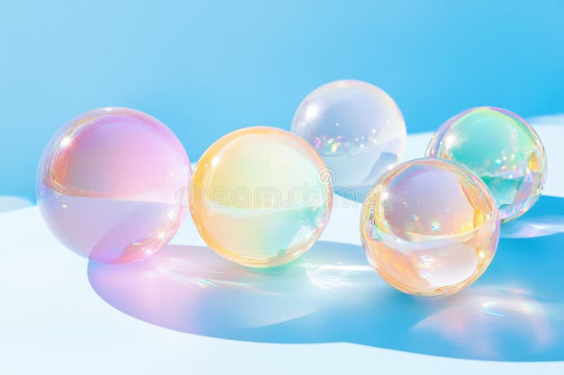Translucent Chrome Effect Spheres Shimmer Under Bright Sunlight in an ...