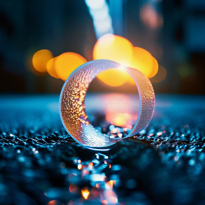 A Translucent Circular Form Sits on a Wet Surface, Capturing ...